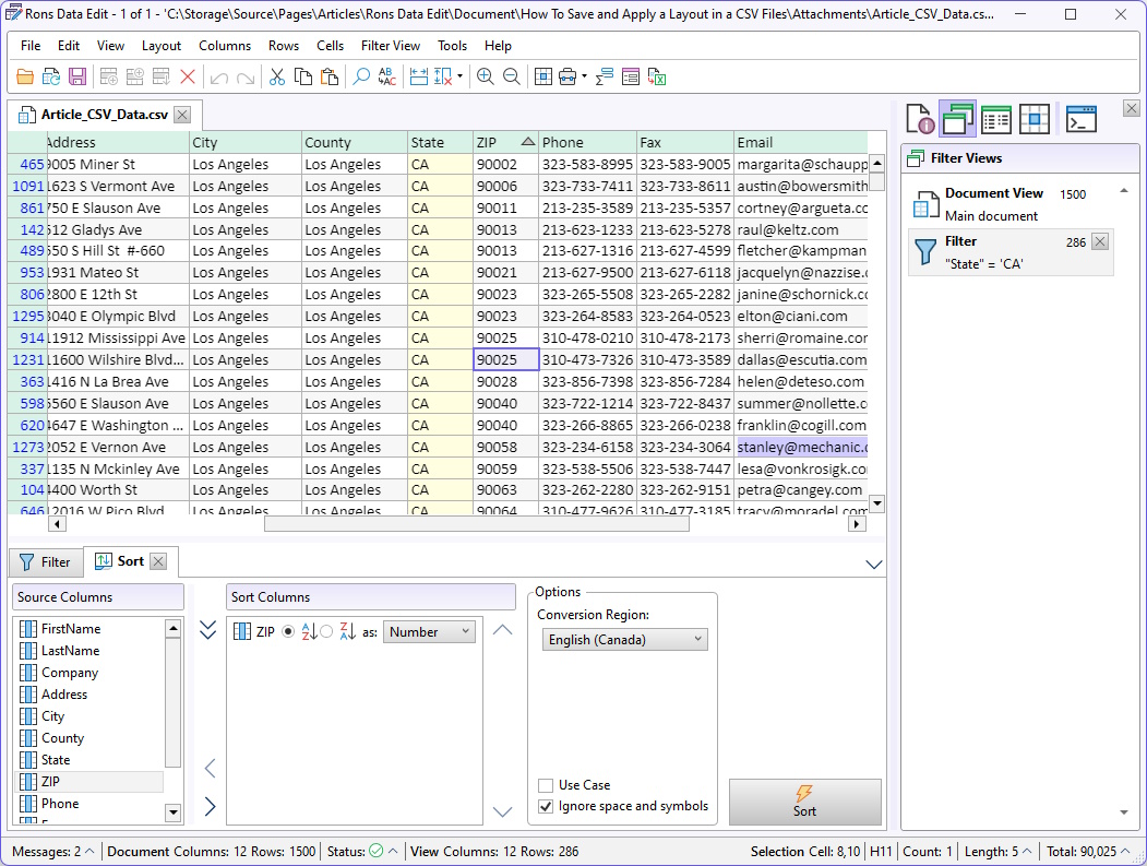 Rons Data Edit - How To Save and Apply a Layout in a CSV Files